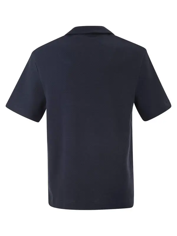 BOSS Textured Cotton Polo Shirt With Open Collar