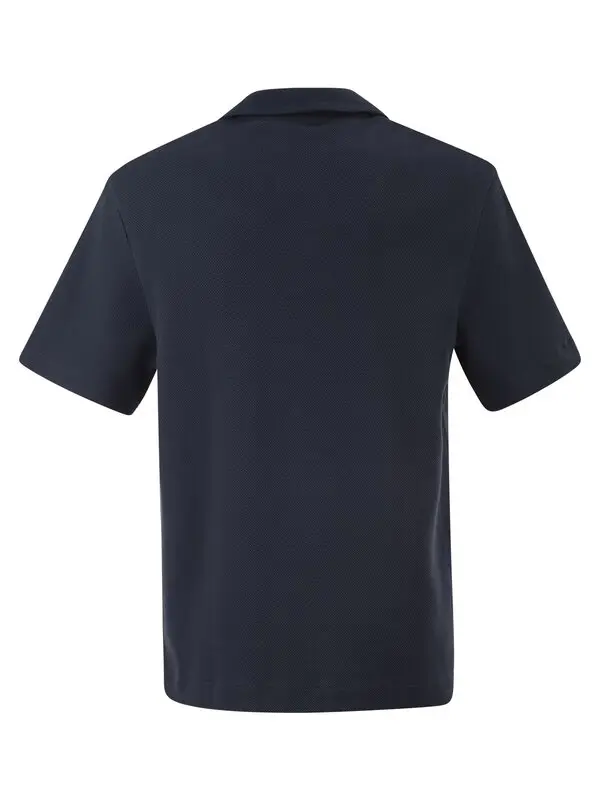 BOSS Textured Cotton Polo Shirt With Open Collar