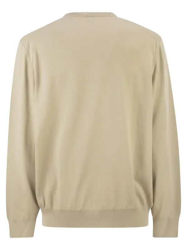BOSS Cotton Crew Neck Sweater With Embroidered Logo