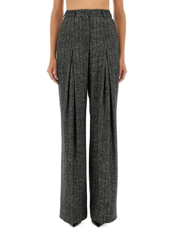 Dolce & Gabbana Striped Wool Pants - Gray