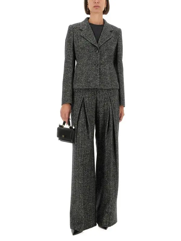 Dolce & Gabbana Striped Wool Pants - Gray