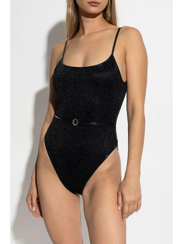 Oseree Lurex One-piece Swimsuit - Black