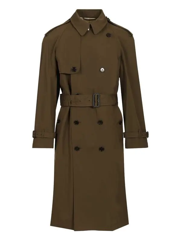 Burberry Long And Light Cotton Trench Coat - Green