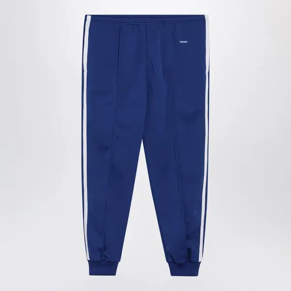 Prada Blueette/white Technical Fabric Jogging Trousers