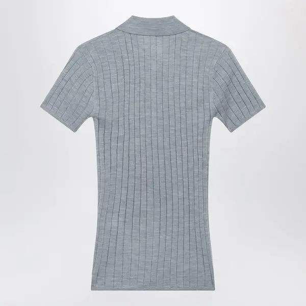 TOTEME Cashmere And Silk Ribbed Polo Shirt - Gray