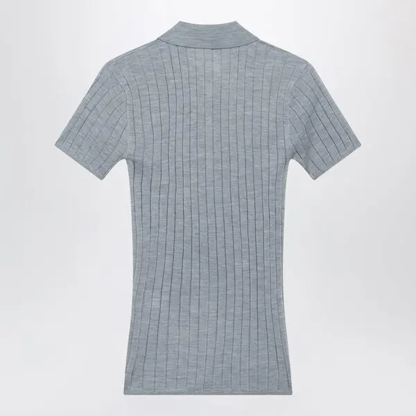 TOTEME Cashmere And Silk Ribbed Polo Shirt - Gray