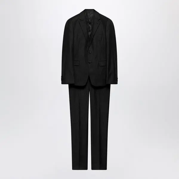 Prada Single-breasted Suit In Anthracite Wool And Cashmere