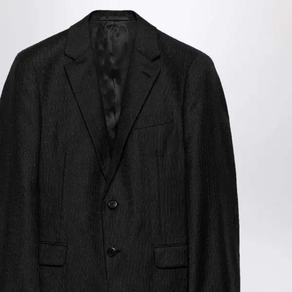 Prada Single-breasted Suit In Anthracite Wool And Cashmere
