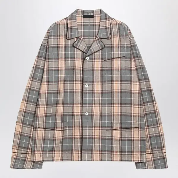 Prada Steel/cameo Checked Cotton Shirt