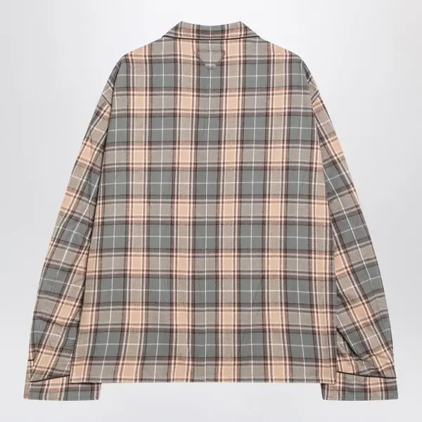 Prada Steel/cameo Checked Cotton Shirt