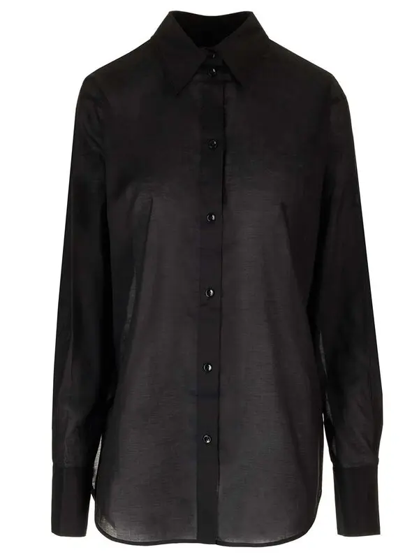 TOTEME Cotton Shirt With Kimono Sleeves - Black