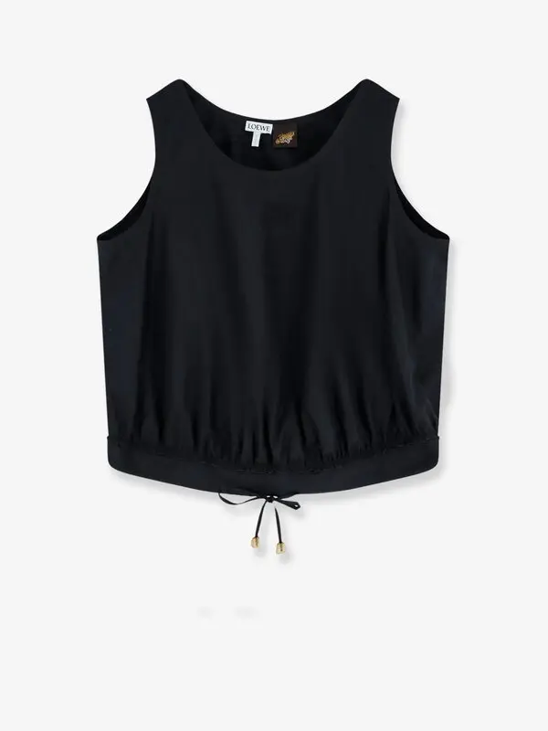 Loewe Sleeveless Cotton Top - Black