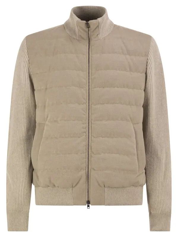 Herno Quilted Knit And Fabric Jacket With High Collar