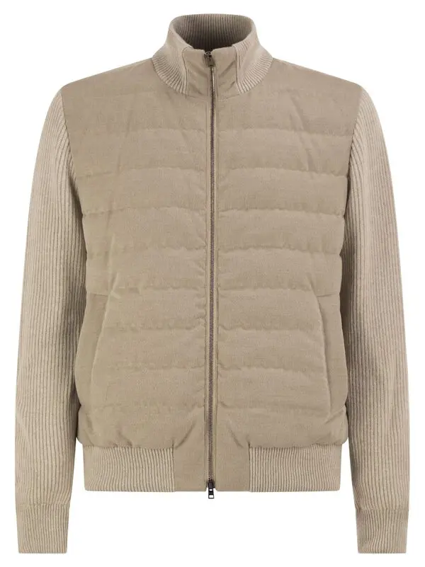 Herno Quilted Knit And Fabric Jacket - Cream