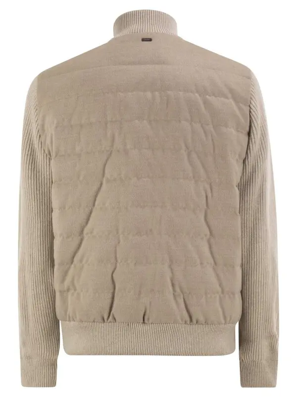 Herno Quilted Knit And Fabric Jacket - Cream