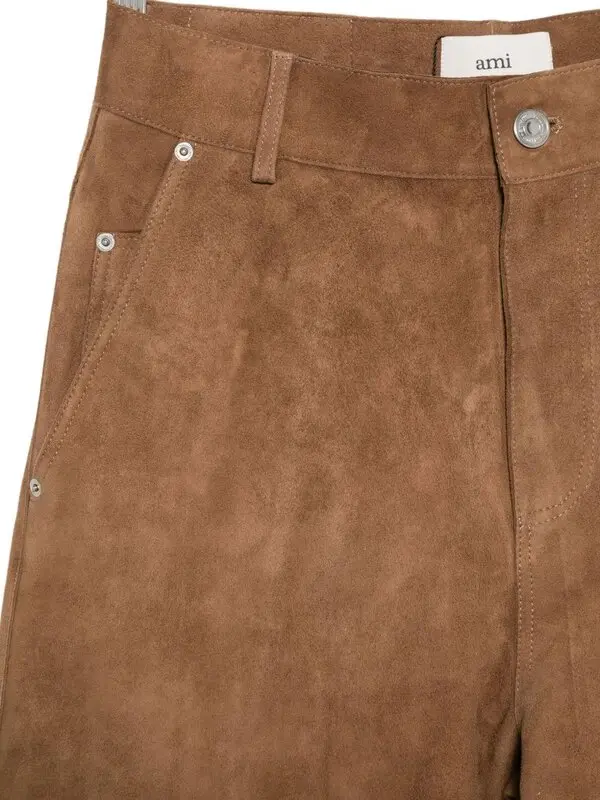 AMI Paris Suede Leather Trousers - Multicolor