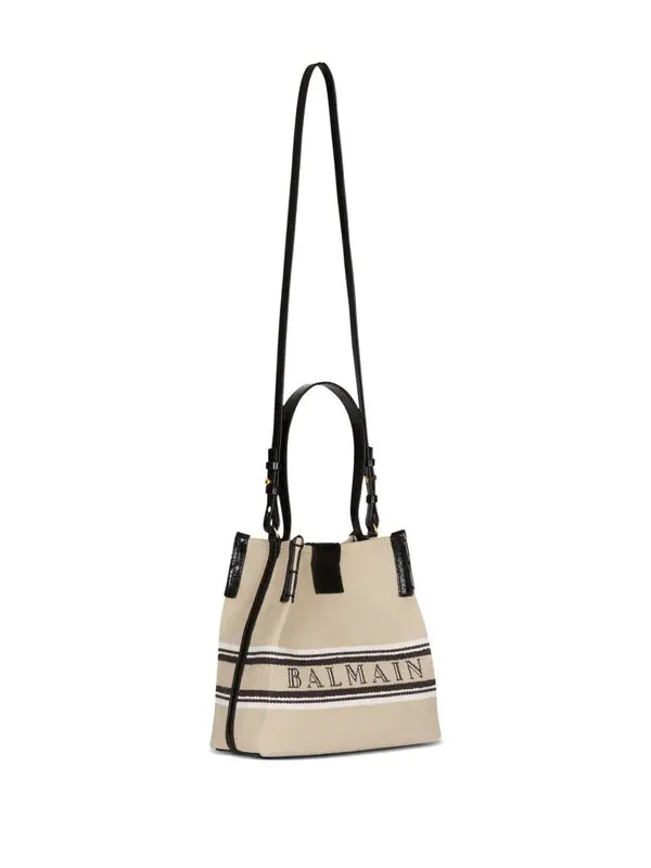 Balmain Release Canvas And Leather Bucket Bag