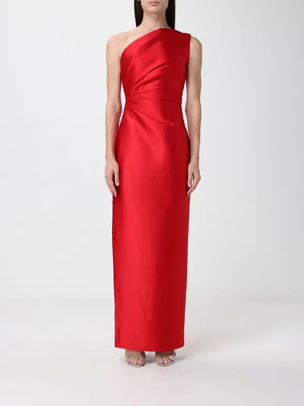 Solace London One-shoulder Satin Gown - Red
