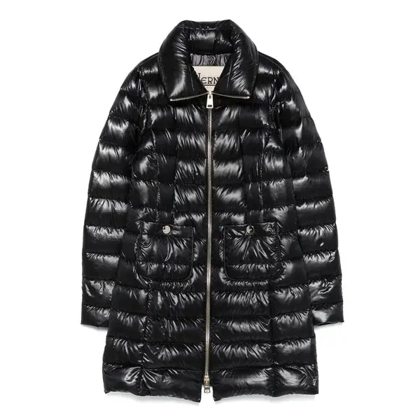 Herno Single Breasted Quilted Coat - Black