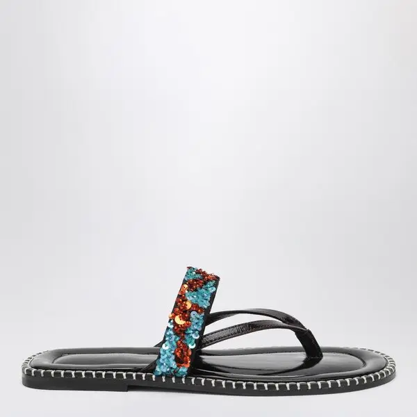 Dries Van Noten Sequin Embellished Thong Slip-on Sandals - Blue