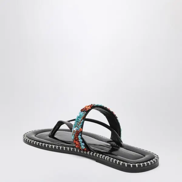 Dries Van Noten Sequin Embellished Thong Slip-on Sandals - Blue