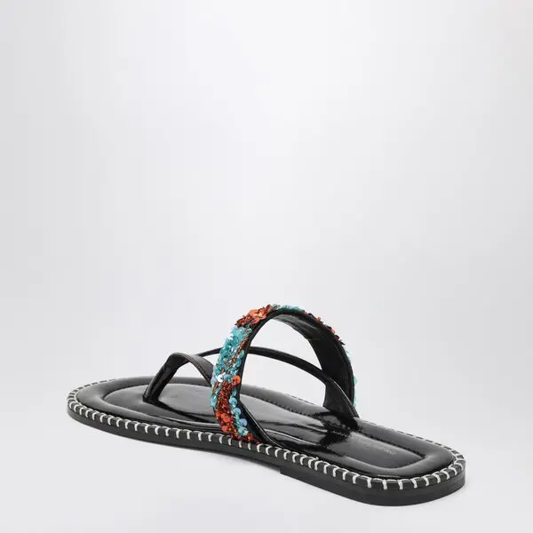 Dries Van Noten Sequin Embellished Thong Slip-on Sandals - Blue
