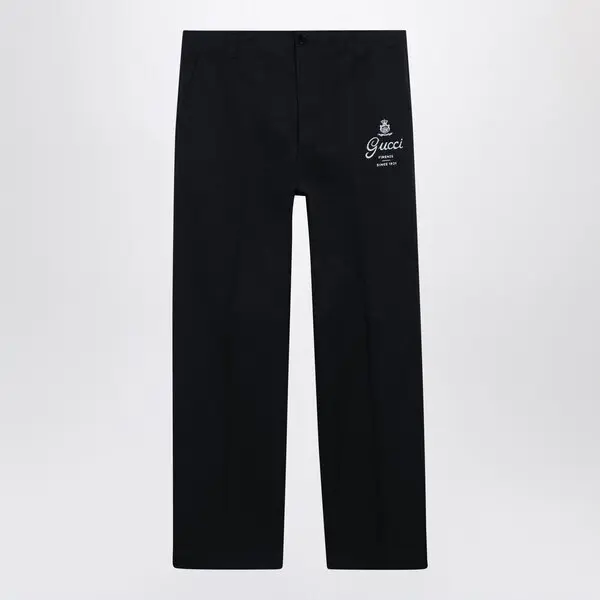 Gucci Cotton Trousers With Logo Print - Blue
