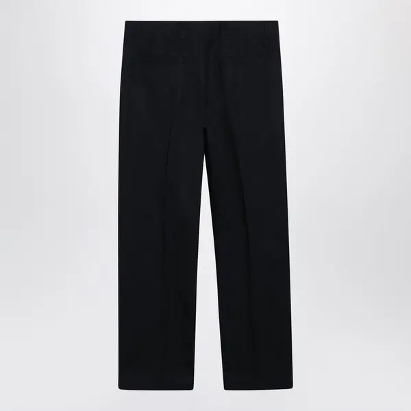 Gucci Logo Print Cotton Twill Trousers - Blue
