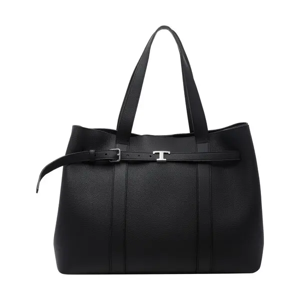 TOD'S Medium Leather Hobo Bag With T Timeless Logo