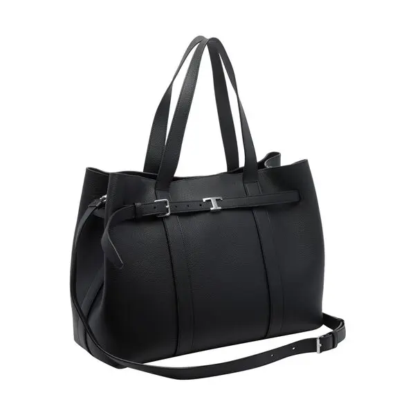 TOD'S Medium Leather Hobo Bag With T Timeless Logo