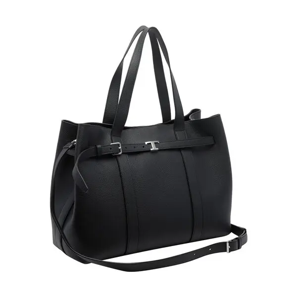 TOD'S Medium Leather Hobo Bag With T Timeless Logo