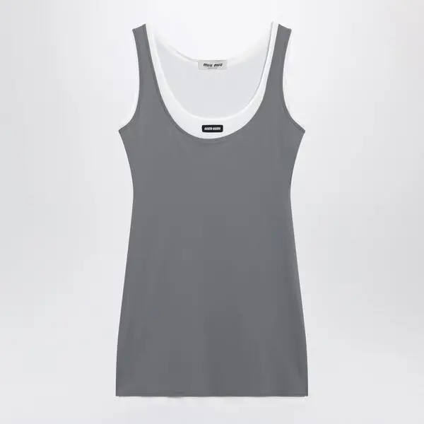 Miu Miu Short Stretch Jersey Dress - Gray