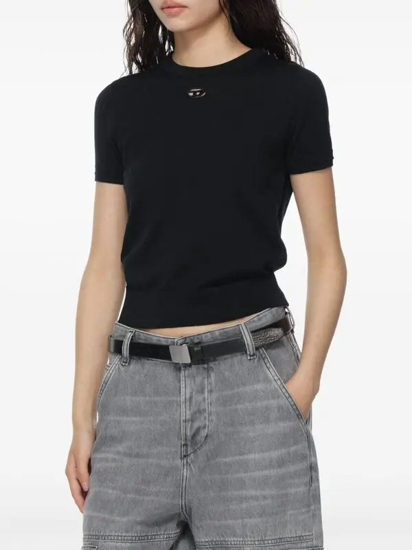 DIESEL® Wool Short Sleeve Sweater - Black
