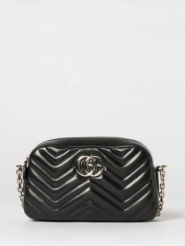 Gucci Gg Marmont Bag In Chevron Nappa Leather - Black