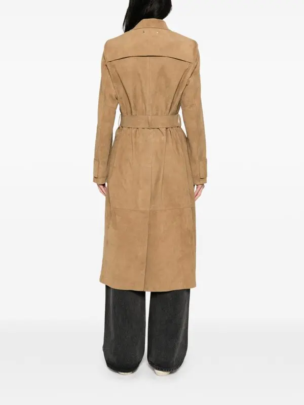 GOLDEN GOOSE Suede Leather Trench Coat - Multicolor