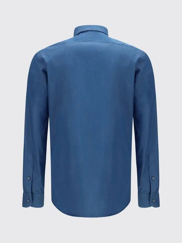 Zegna Long-sleeved Slim Fit Formal Shirt In Cotton With French Collar - Gray