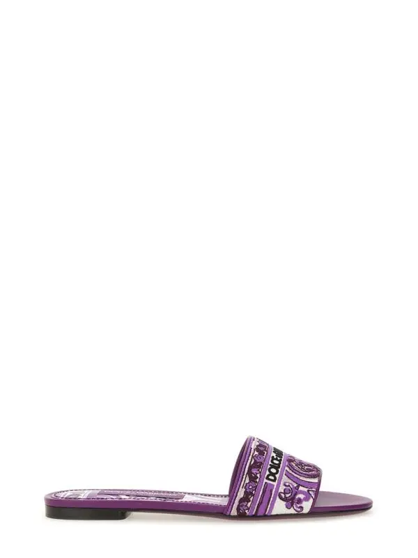 Dolce & Gabbana Slide Sandal With Embroidery - Purple