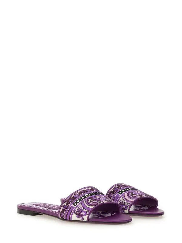 Dolce & Gabbana Slide Sandal With Embroidery - Purple
