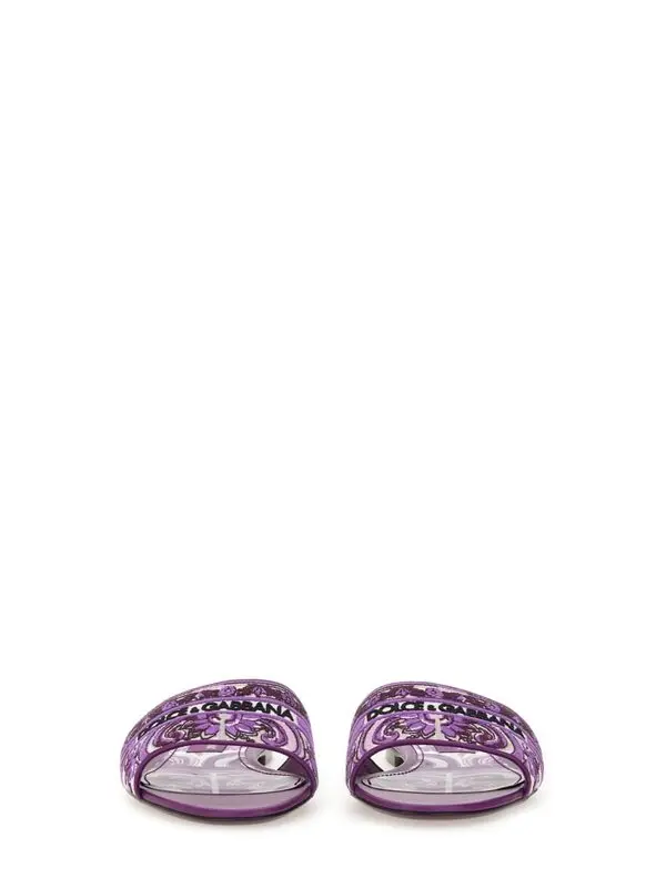Dolce & Gabbana Slide Sandal With Embroidery - Purple