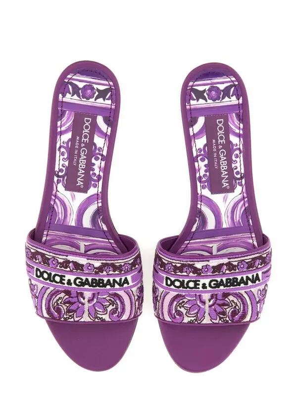 Dolce & Gabbana Slide Sandal With Embroidery - Purple