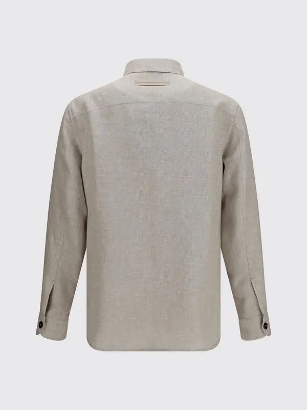 Zegna Shirt Jacket In Cashmere And Linen Blend