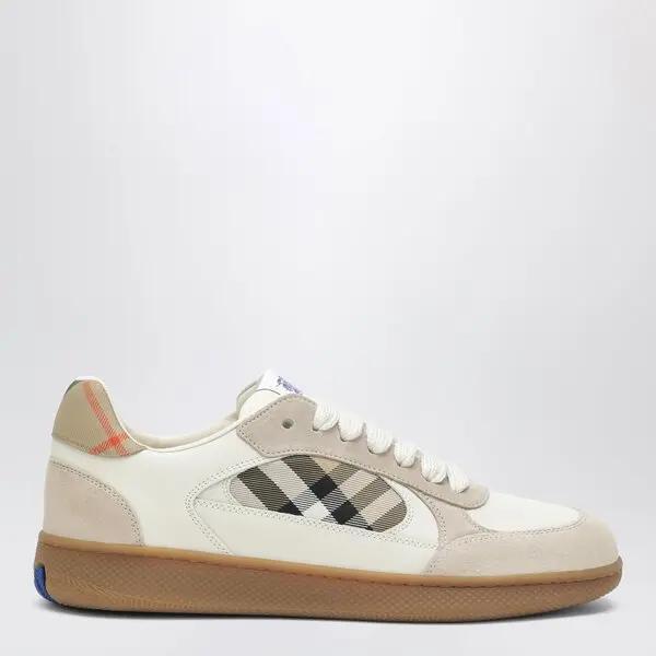 Burberry Terrace Leather And Suede Sneakers - Cream