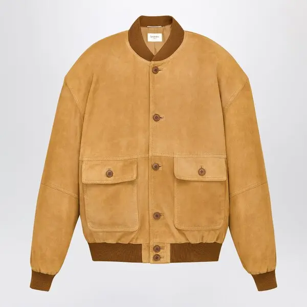 Saint Laurent Caramel Suede Bomber Jacket