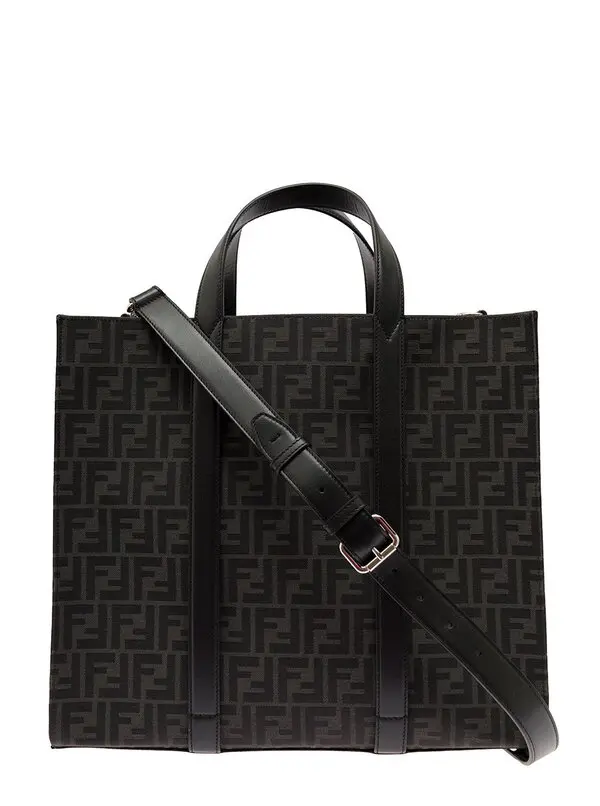 Fendi Shopper In Tech Fabric Jacquard Ff
