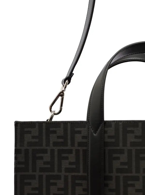 Fendi Shopper In Tech Fabric Jacquard Ff - Black