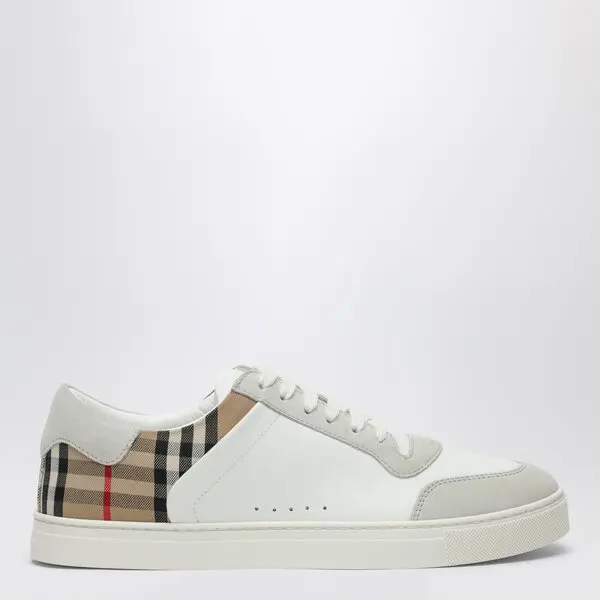 Burberry Check Leather Sneakers - White