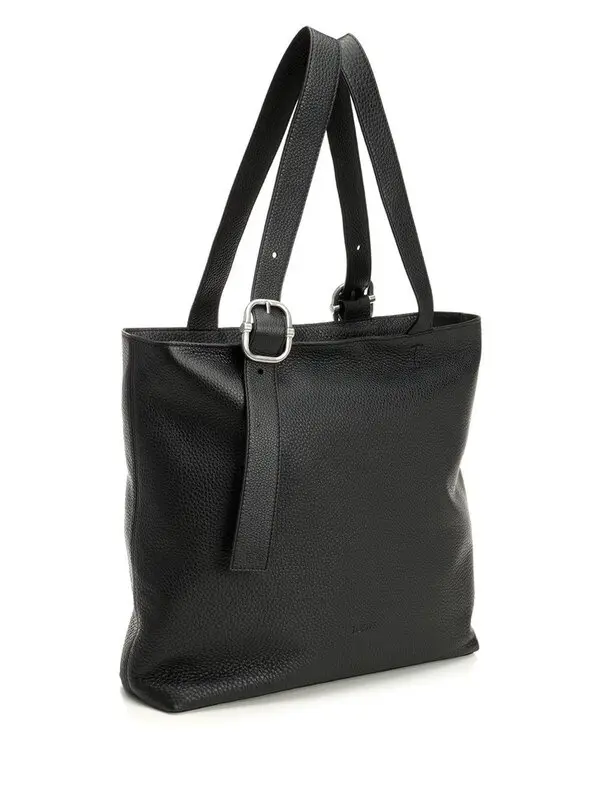 Loewe Loop Zip Tote Bag In Grained Calfskin - Black