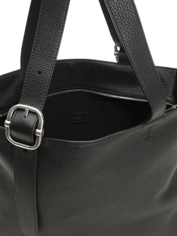 Loewe Loop Zip Tote Bag In Grained Calfskin - Black