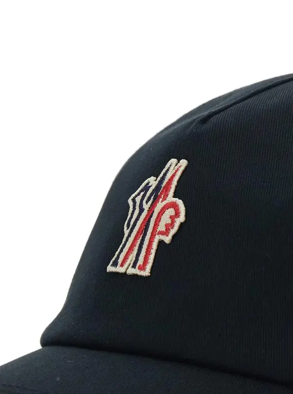 Moncler Baseball Cap With Logo Embroidery On Front In Cotton For - Black
