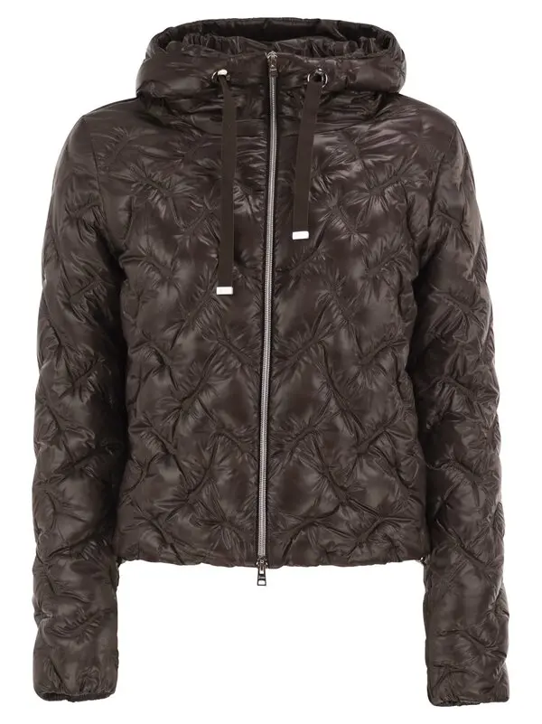 Herno Diamond-quilted Hooded Down Jacket - Brown